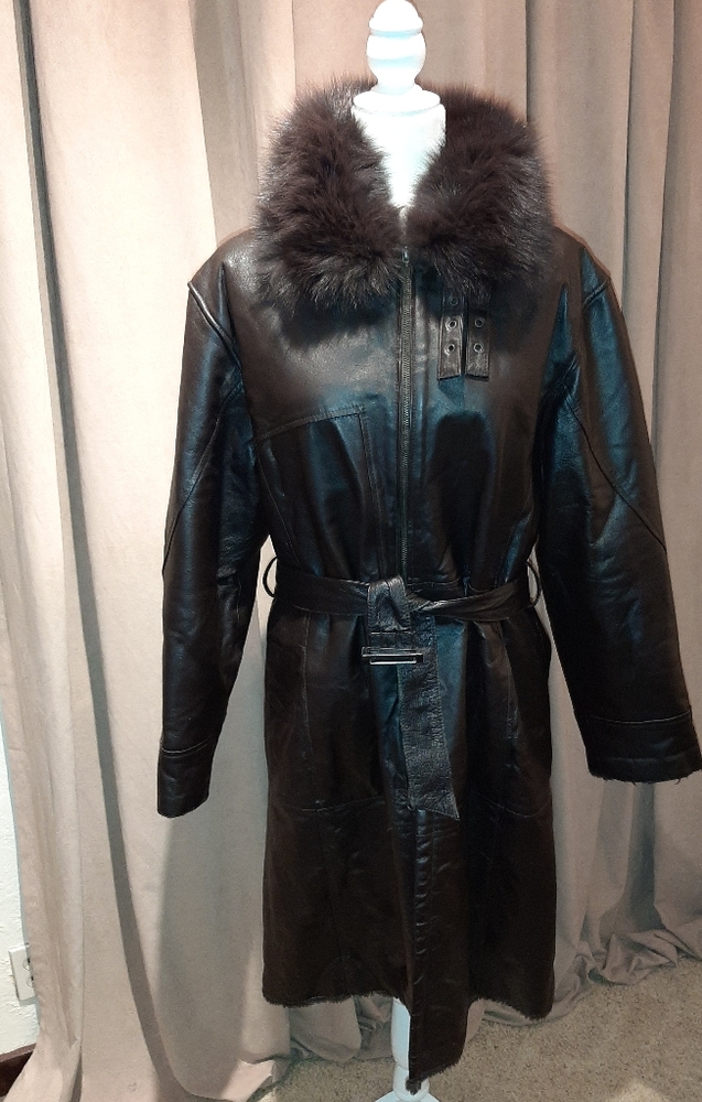 Charles Klein Leather Trench Coat - Gem